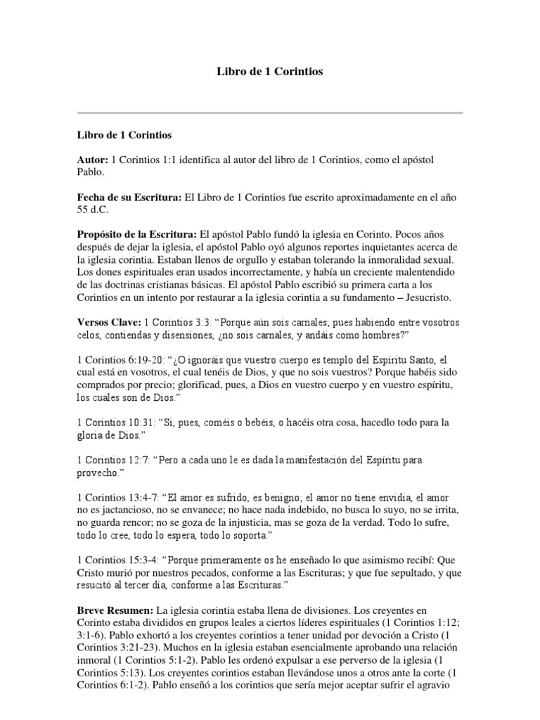 Libro de 1 Corintios | PDF | Primera epístola a los corintios | Pablo el apóstol