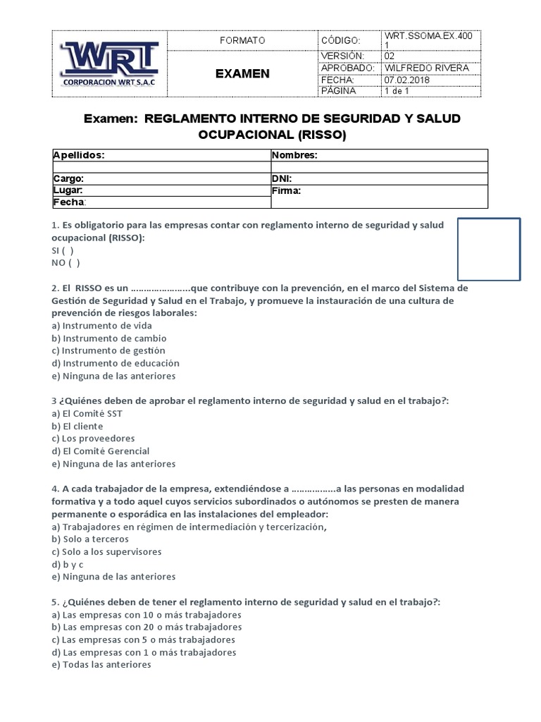 .401 - RISSO 5 Preguntas | PDF