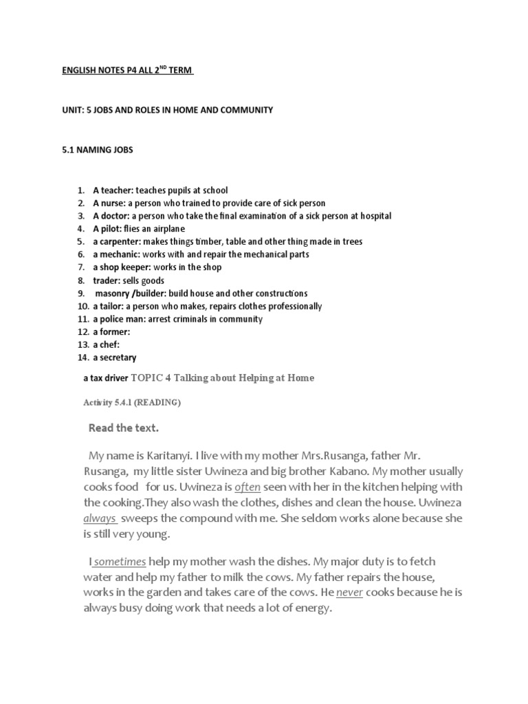 English Notes P4 All 2ND Term | PDF | Adverb | Adjective