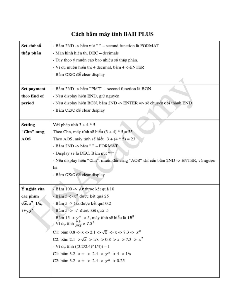 Cách bấm máy tính BAII PLUS | PDF