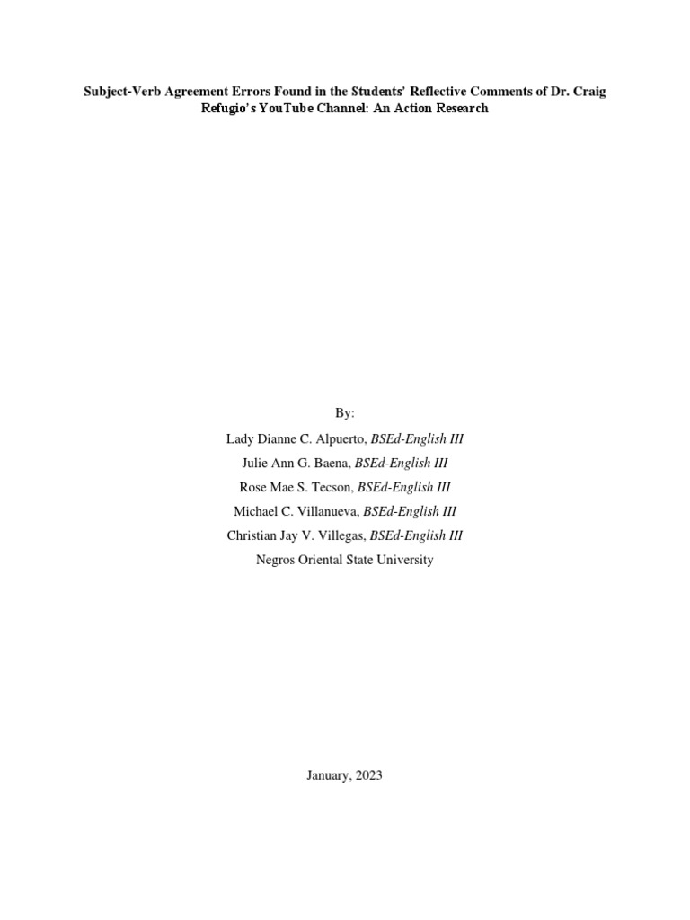 Analyzing SVA Errors in Student Comments | PDF | Action Research ...
