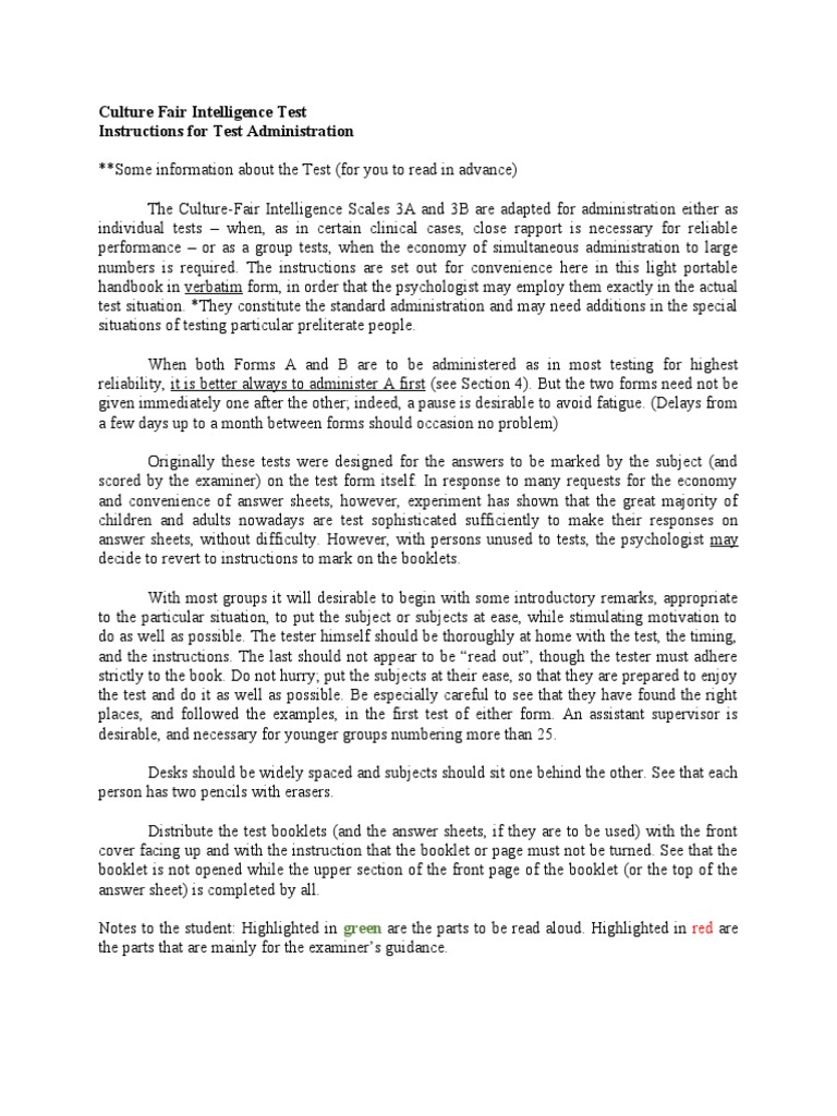 Culture Fair Intelligence Test - Instructions | PDF | Triangle