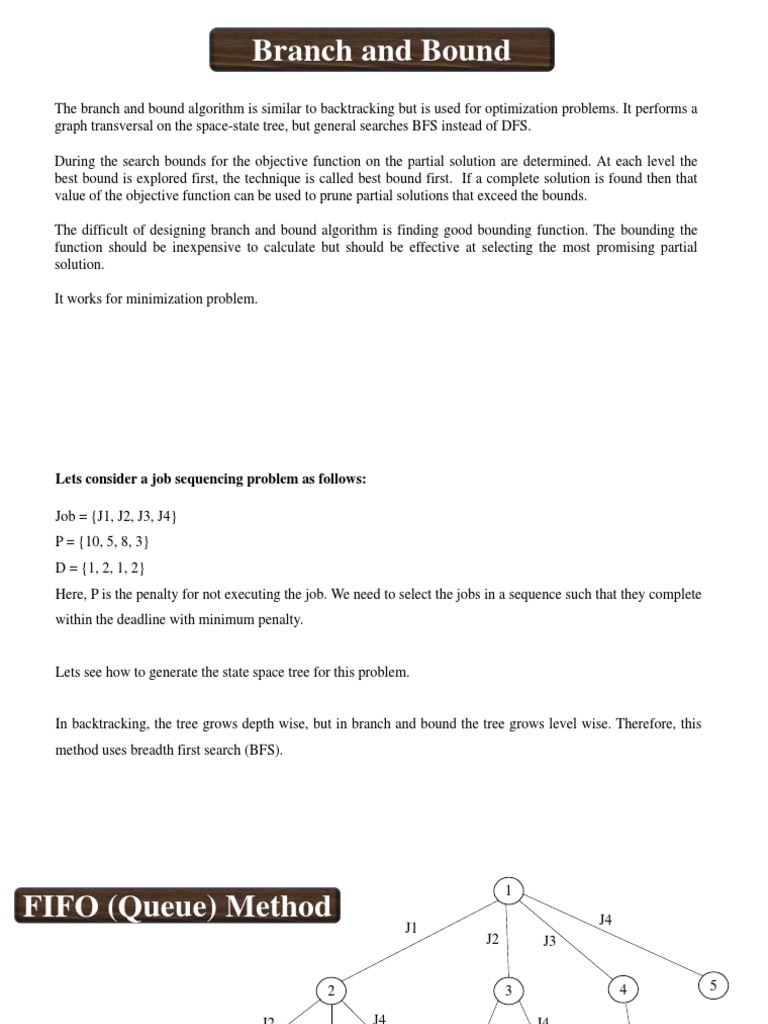 Branch and Bound With JS (Least Cost, Job Sequencing) | PDF ...