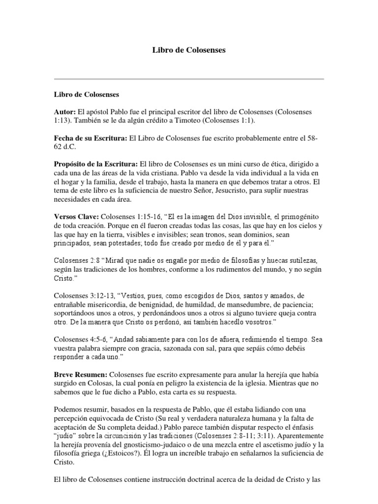 Libro de Colosenses | PDF | Epístola a los colosenses | Cristo (título)