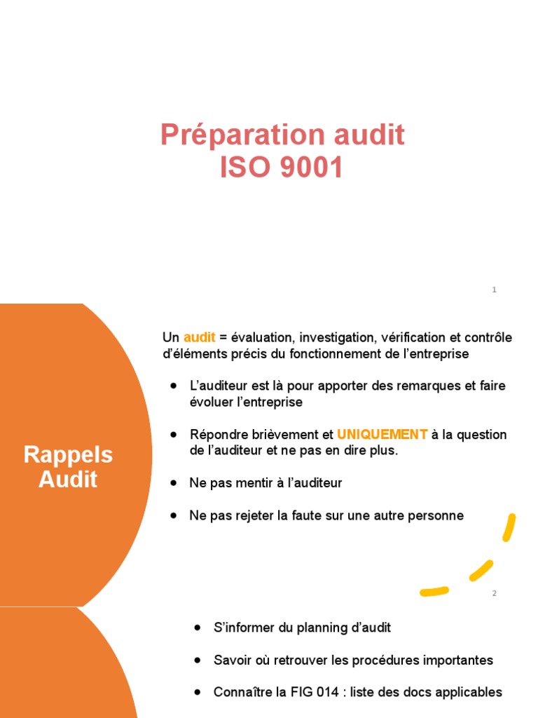 Préparation Audit ISO 9001 | PDF | Audit | Système de management de la ...
