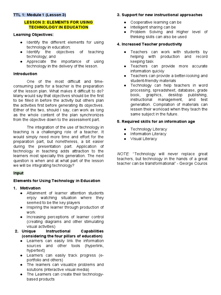 TTL 1 - Modules | PDF | Educational Technology | Learning