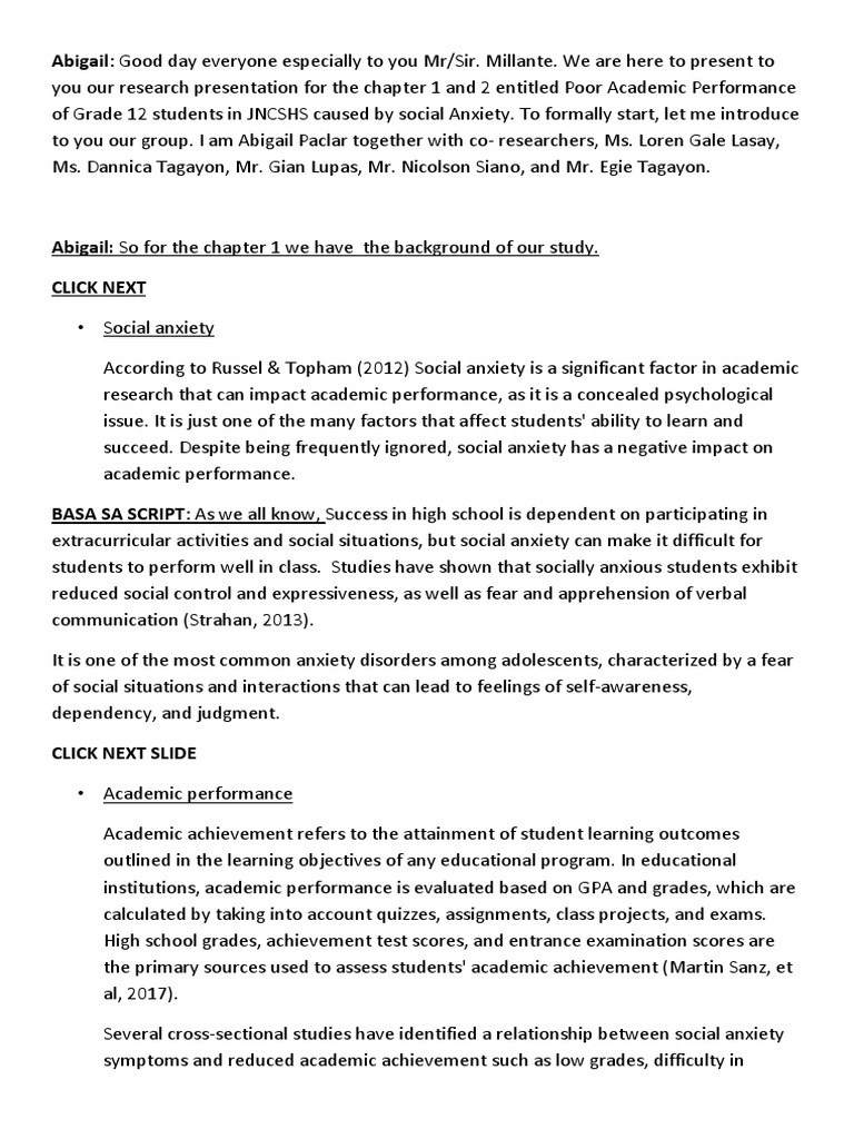 Researh Script | PDF | Anxiety | Social Anxiety