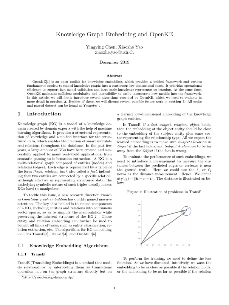 Knowledge Graph Embedding And Openke Report Pdf Computing