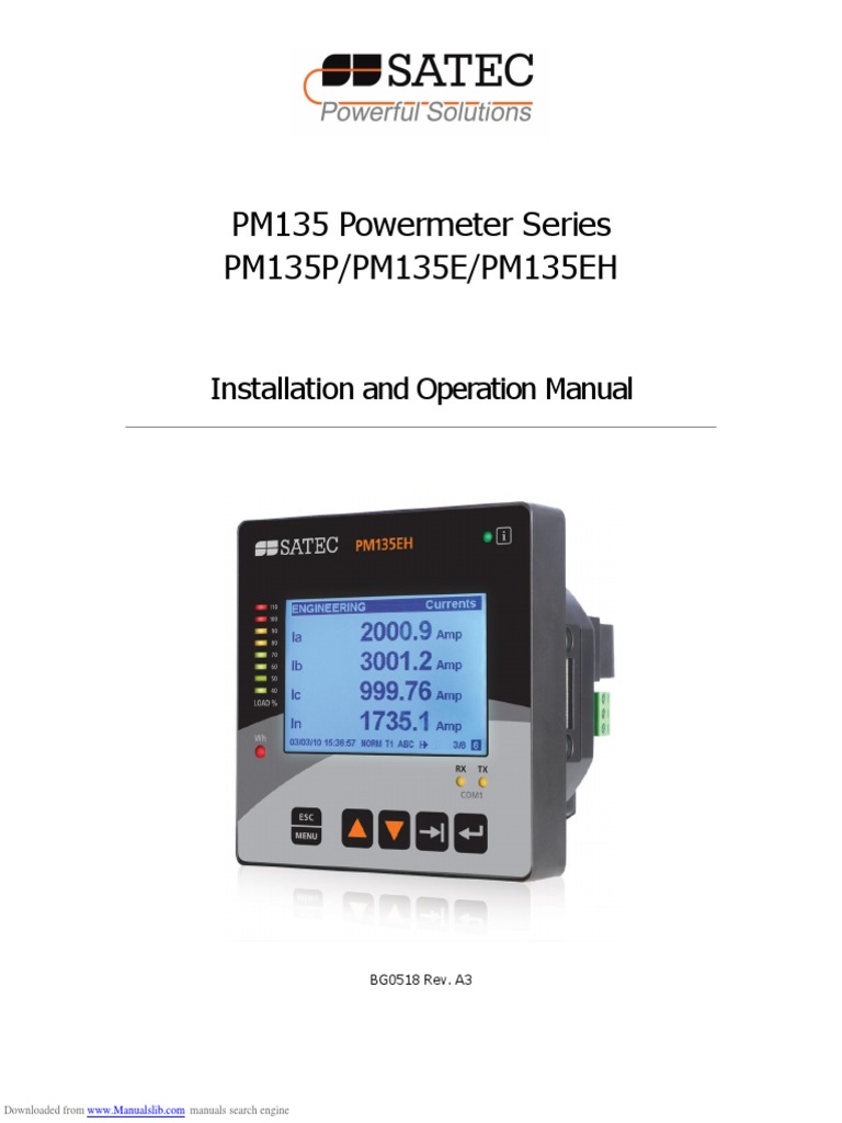 PM135 Powermeter Series PM135P/PM135E/PM135EH: Installation and Operation Manual | PDF | Power ...