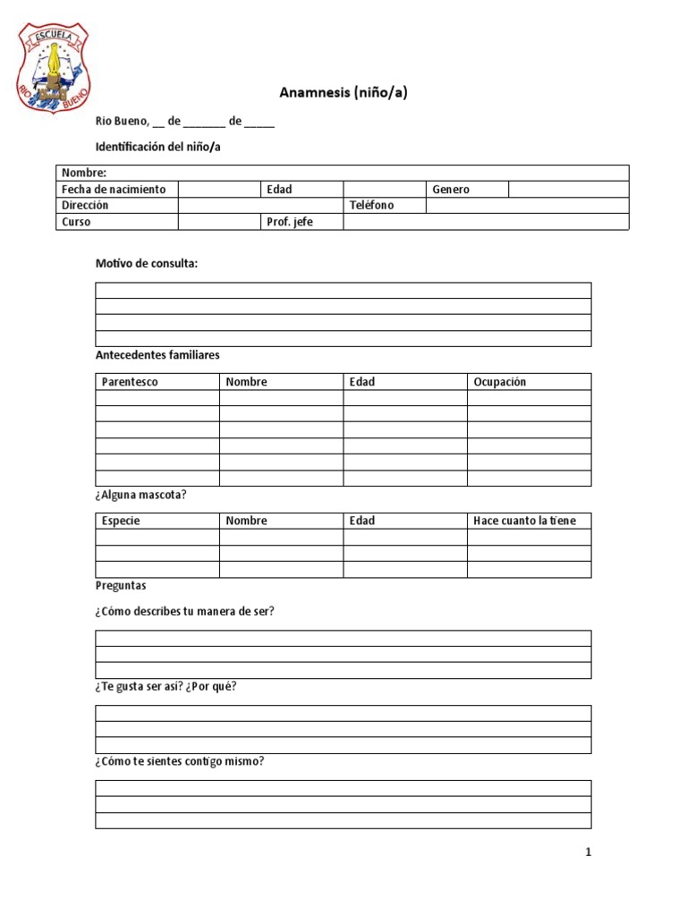 Anamnesis Estudiantes. | PDF