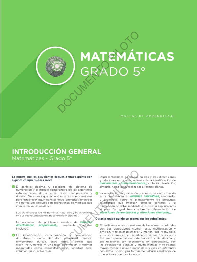 Malla de Aprendizaje Matematicas 5c2b0 PDF | PDF | Números | Número racional