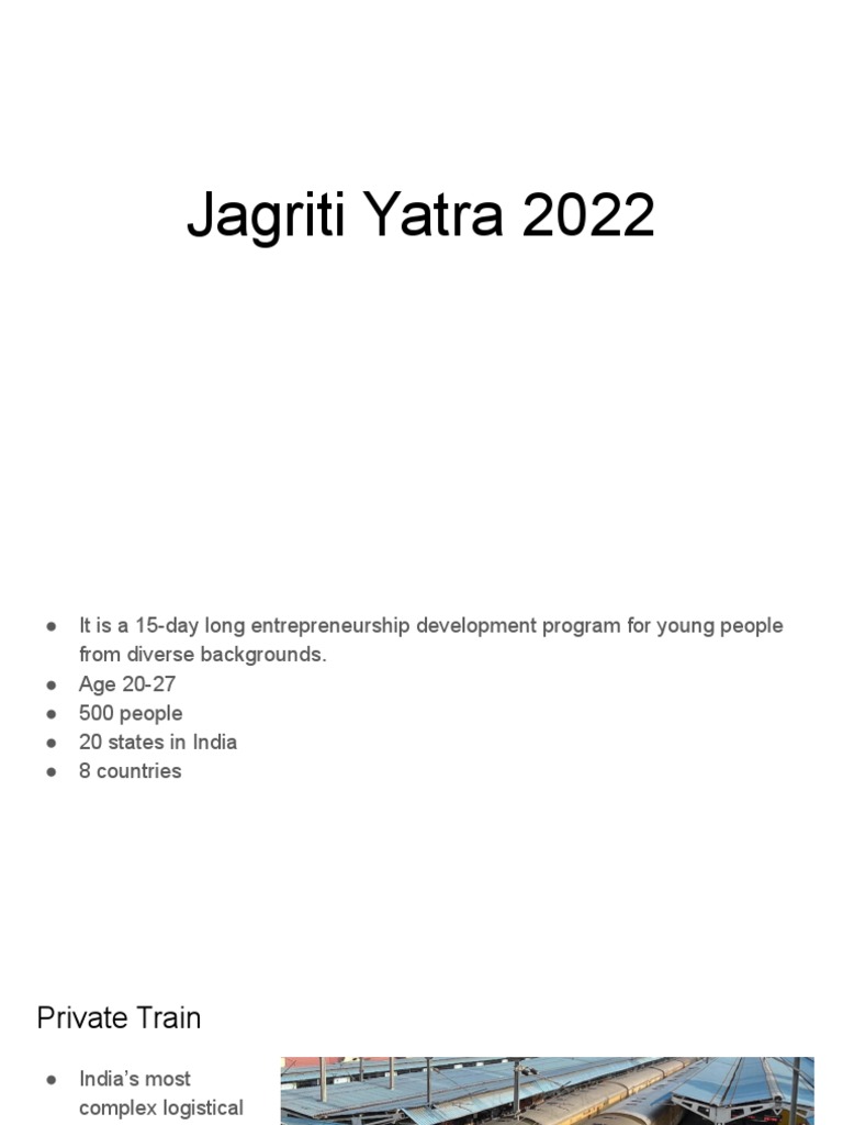 Jagriti Yatra 2022 | PDF