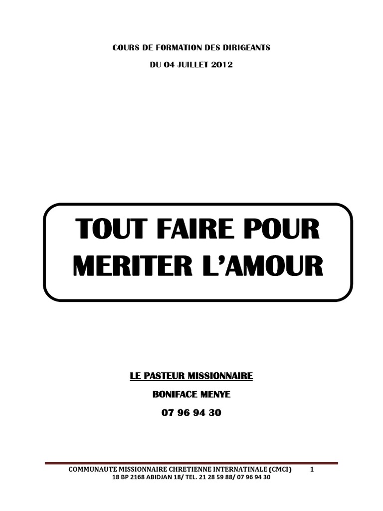 Mériter l'Amour du Seigneur | PDF | Amour | Mariage
