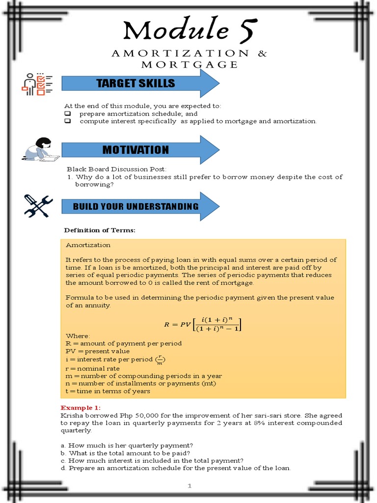 Module 5 Amortization and Mortgage | PDF | Mortgage Loan | Loans