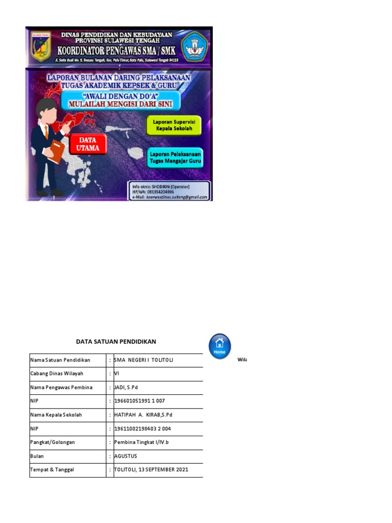 Contoh Laporan Akademik Bulanan Daring Kepsek & Guru (1) | PDF
