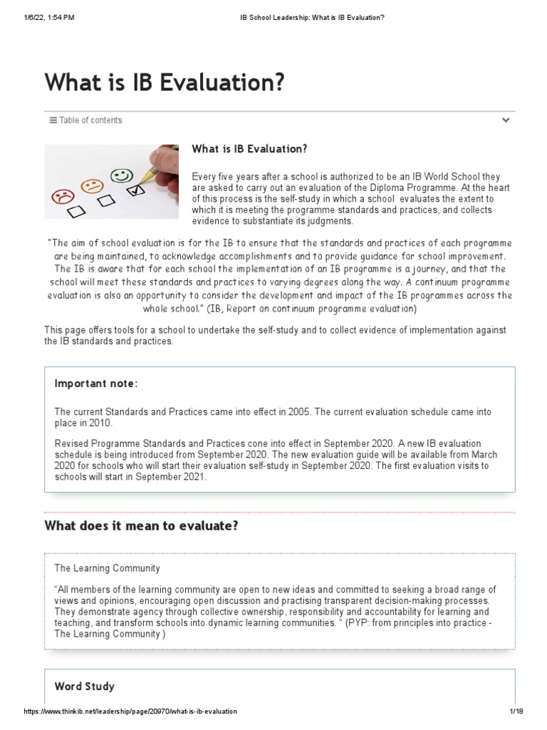 IB School Leadership - What Is IB Evaluation - PDF | PDF | Evaluation ...