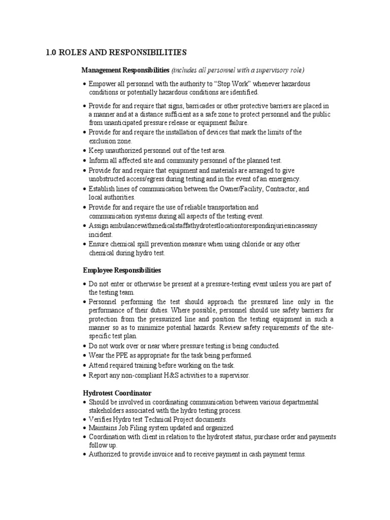 Roles and Responsibilities | PDF | Occupational Safety And Health | Safety