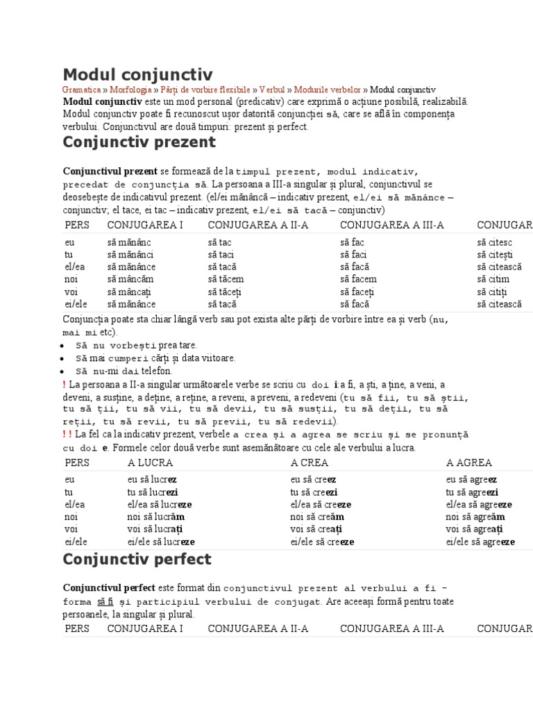 Modul Conjunctiv Definitii Si Exemple | PDF