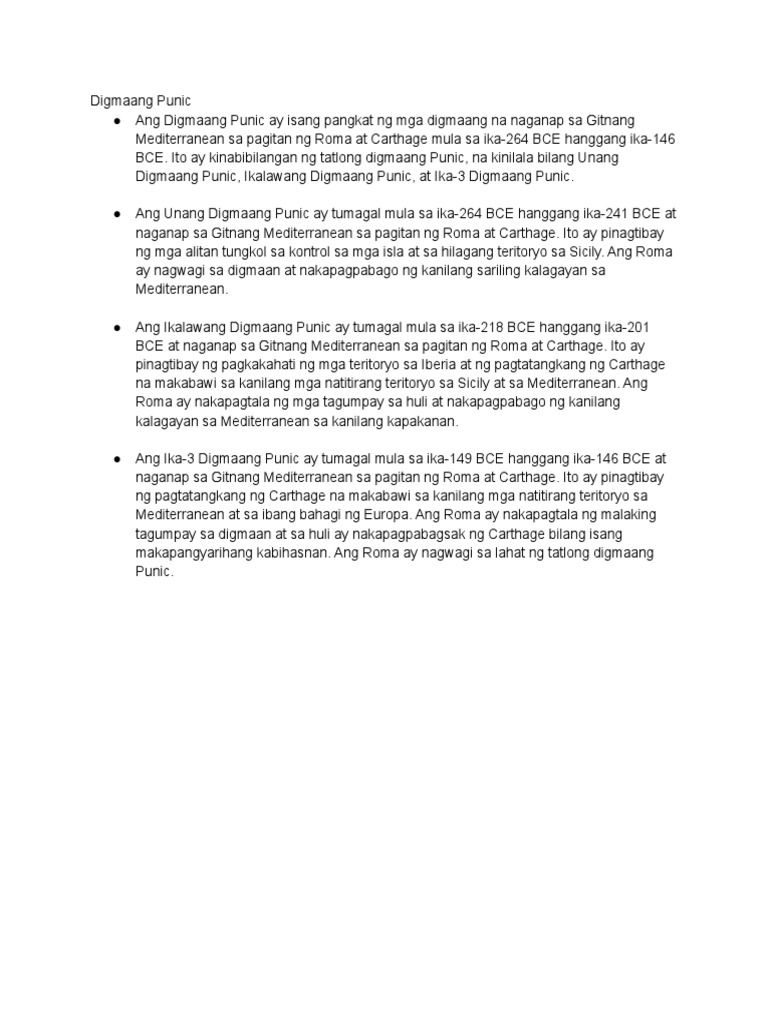 Digmaang Punic (AP Reviewer 12 - 12 - 22) | PDF