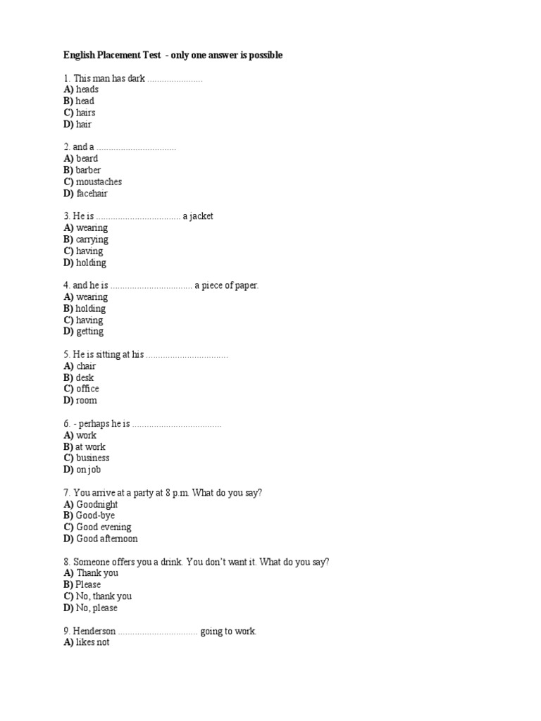 English Level Test | PDF