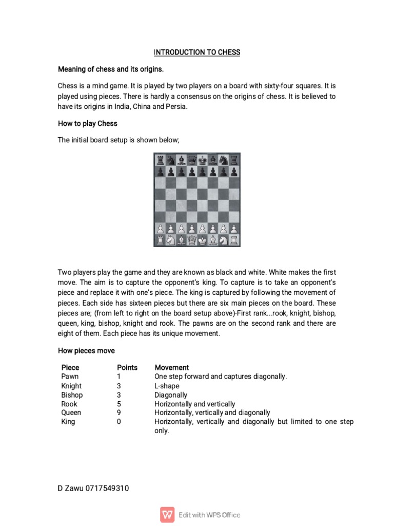 Introduction To Chess PDF | PDF | Chess | Game Rules