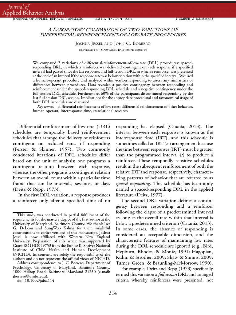 Jessel, Borrero - 2014 - A Laboratory Comparison of Two Variations of Differential-Reinforcement ...