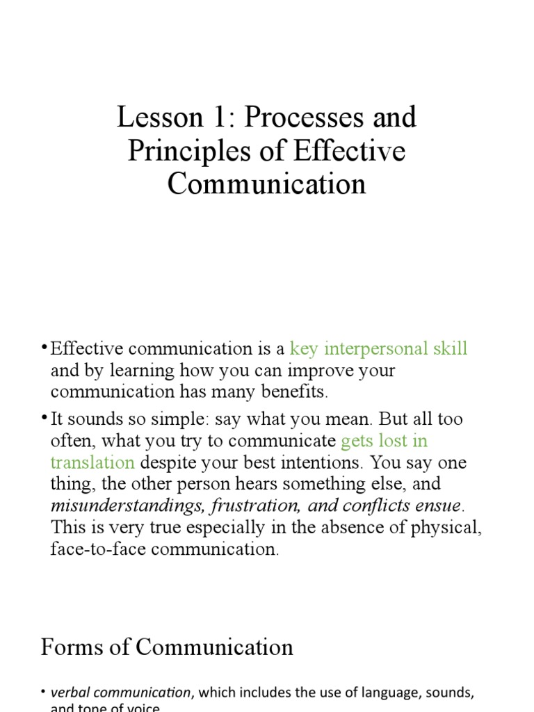 Lesson 1 Processes and Principles of Effective Communication | Download Free PDF | Communication ...
