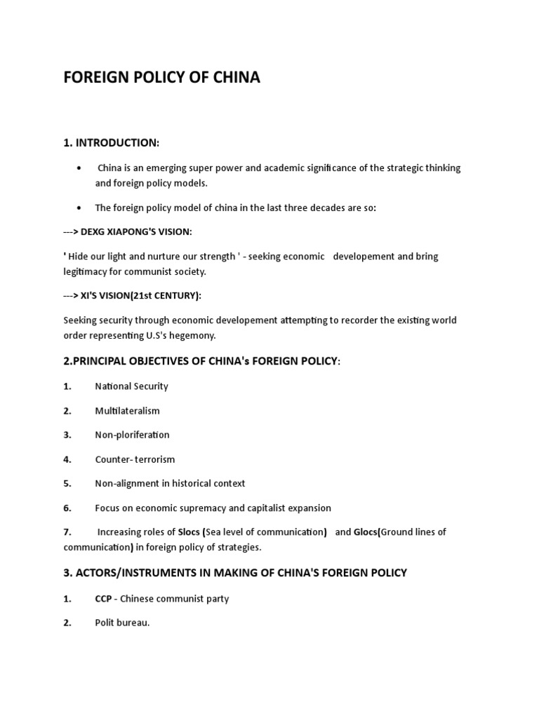 Foreign Policy of China | PDF