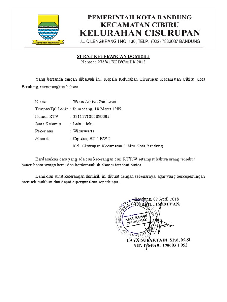 Surat Keterangan Domisili | PDF
