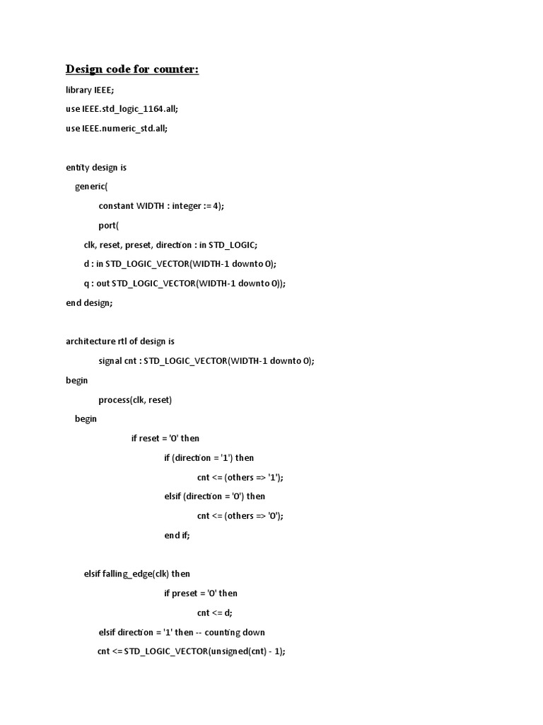 Design Code For Counter | PDF | Integer (Computer Science) | Computer ...