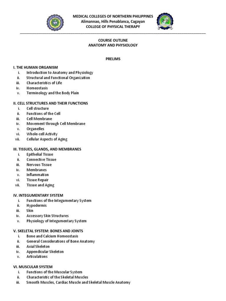 Medical Colleges Anatomy Course Outline | PDF | Human Body | Nervous System