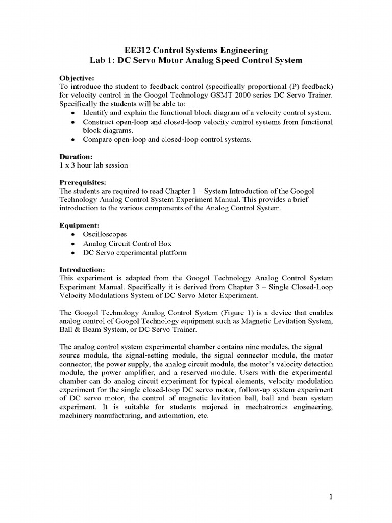 Lab 1 DC Motor | PDF