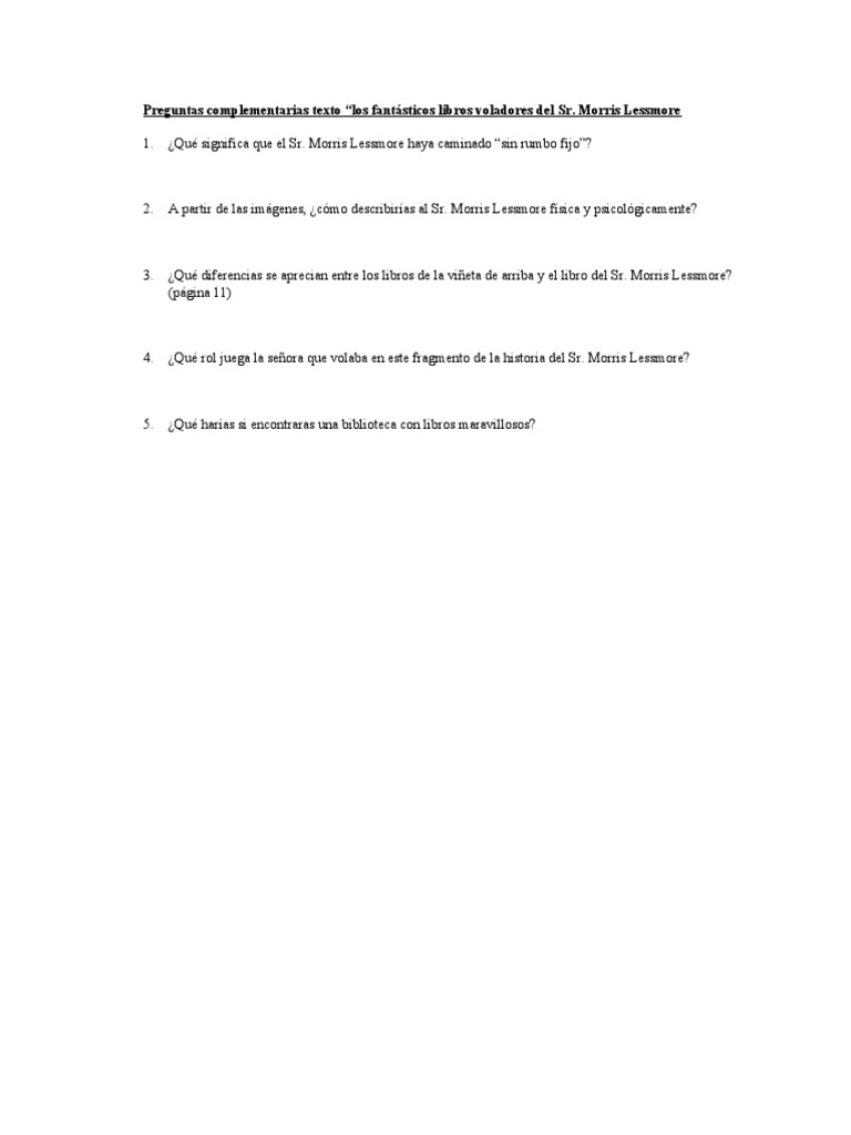 Preguntas Complementarias Texto SR Morris | PDF