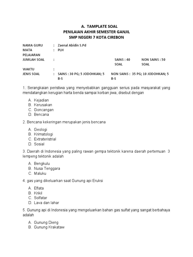 Soal PLH Kelas 3 Baru | PDF