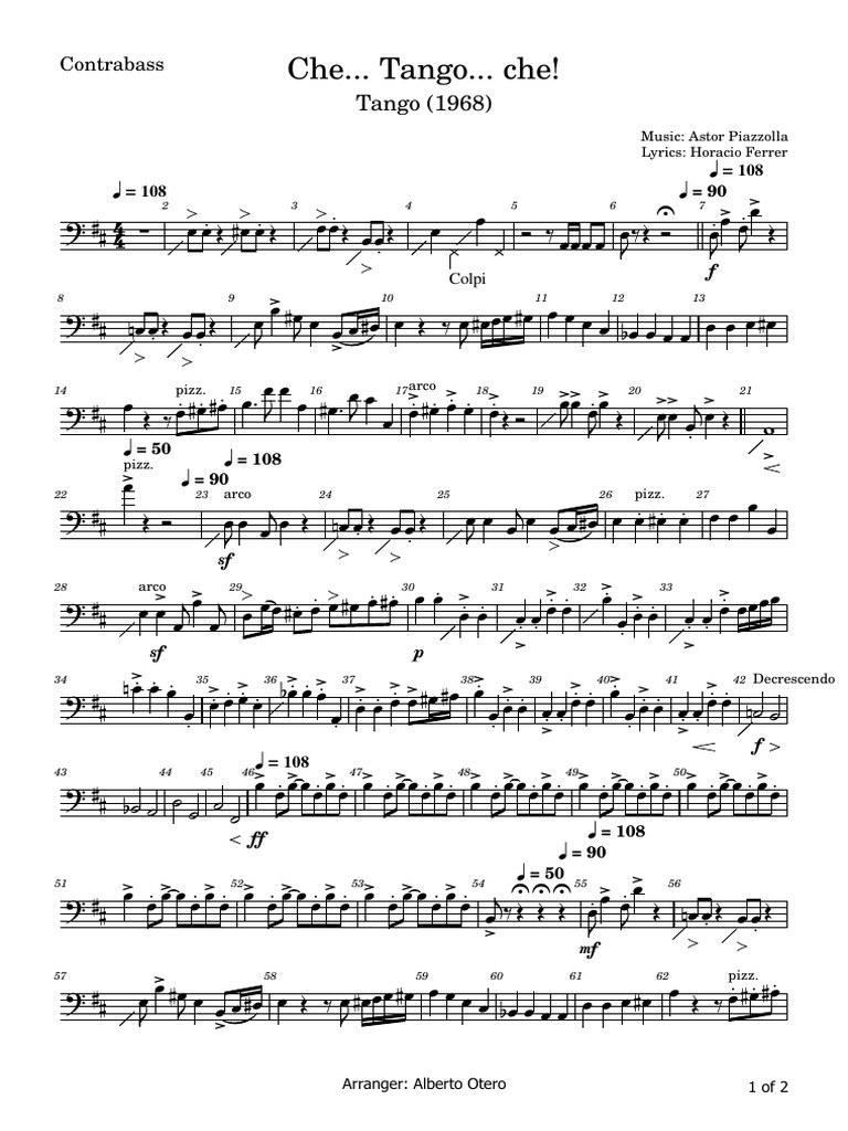 Che.. Tango.. Che Astor Piazzolla-Contrabass | PDF | Uruguayan Music ...