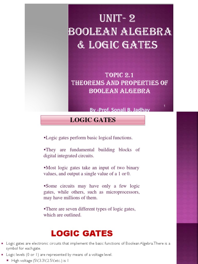 2.1-DE Unit 2-Boolean Algebra and Logic Gates | PDF | Logic Gate ...