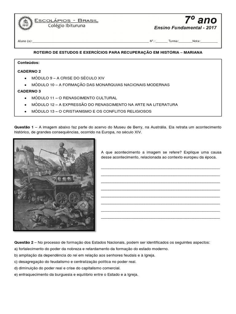 HISTORIA 7 Ano | PDF | Feudalismo | Renascimento