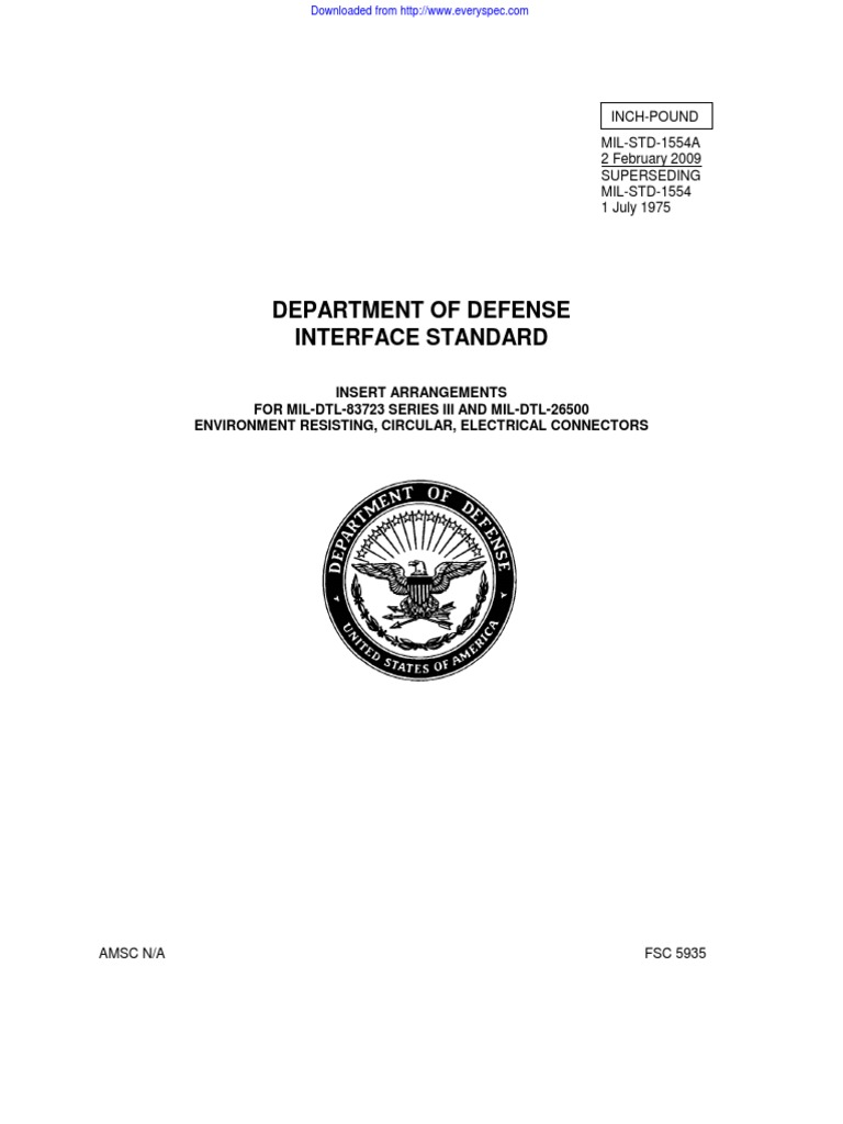 MIL-STD-1554A: Connector Arrangements | PDF | Electrical Connector ...