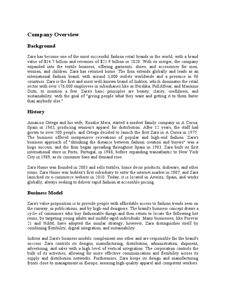Zara: Overview and Business Model | PDF | Retail | Supply Chain