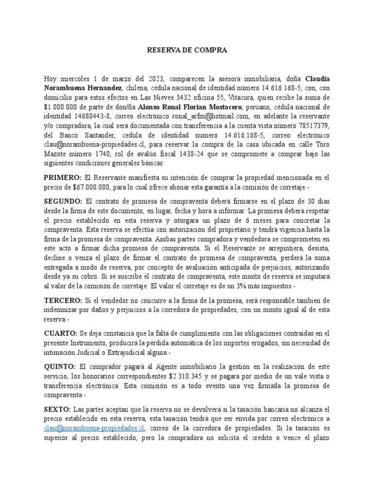 reservaToroMazote V JBR | PDF | Daños y perjuicios