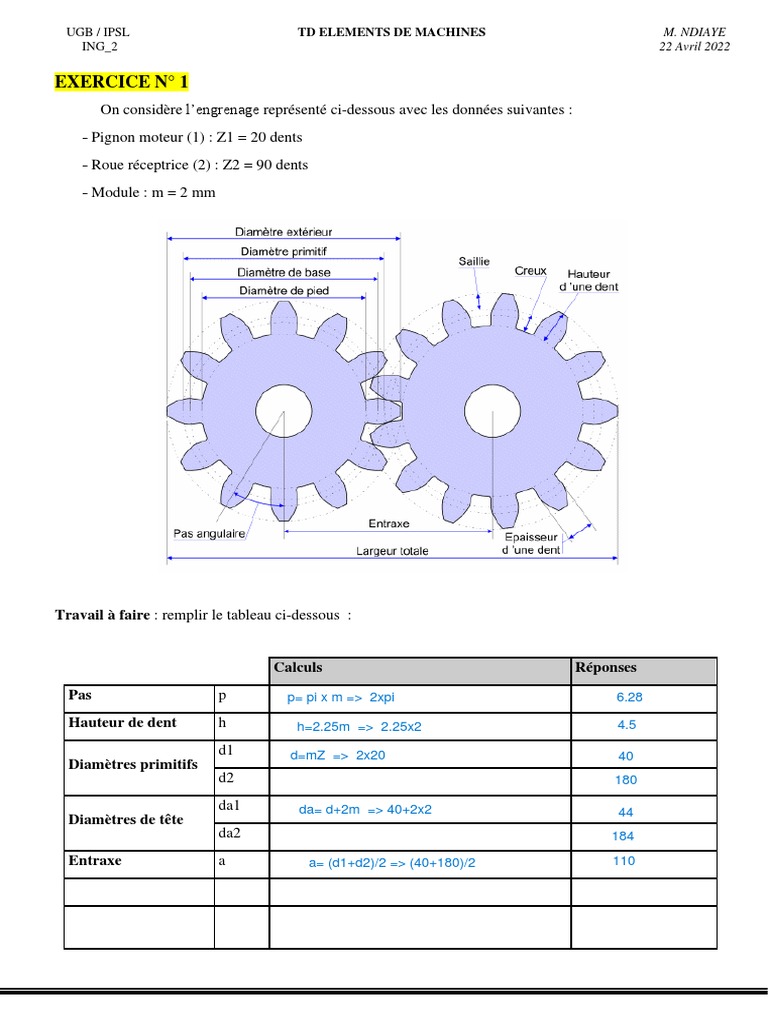 Exercices sur les engrenages et transmissions | PDF | Hélicoptère ...