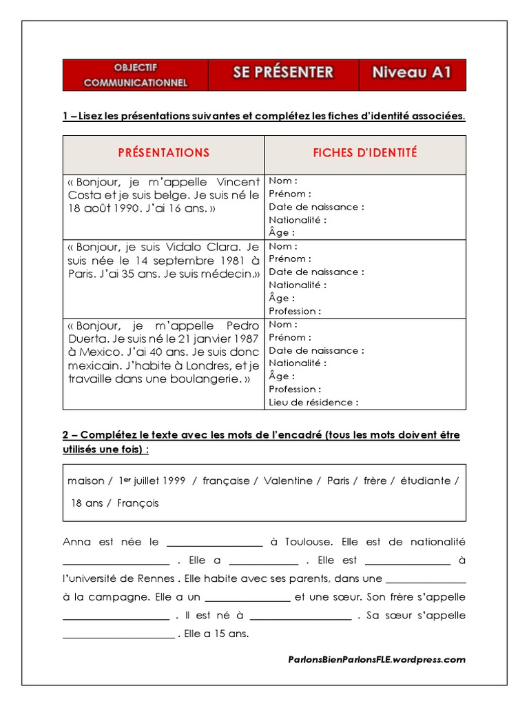 Se présenter en français : Guide pratique | PDF