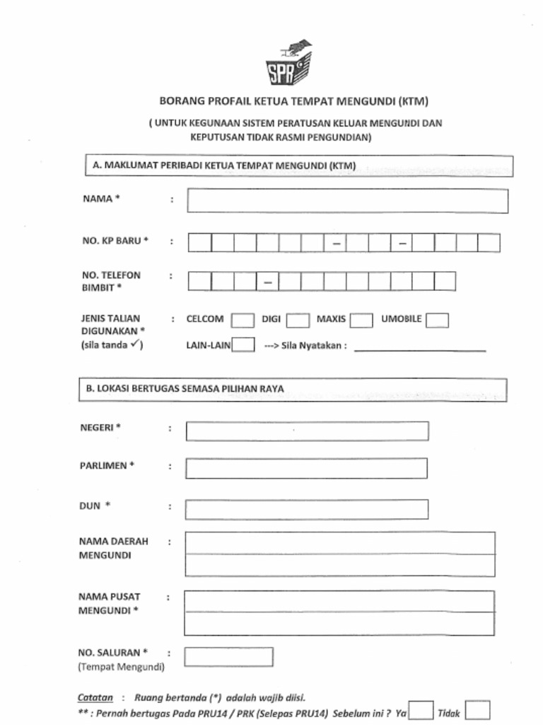 SPR Borang KTM | PDF