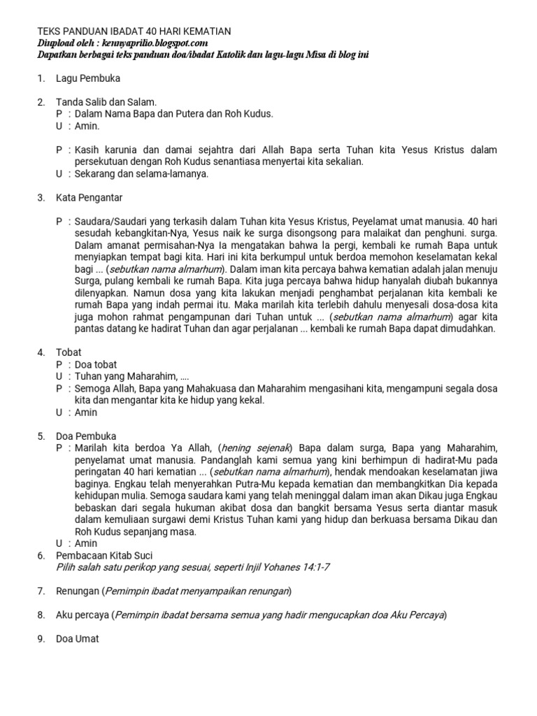 Teks Panduan Ibadat 40 Hari Kematian - Compressed | PDF