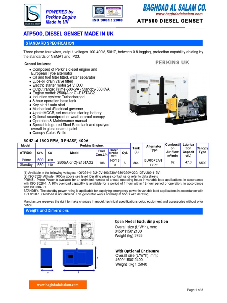 Atp 500 Kva PDF | PDF | Electric Generator | Machines
