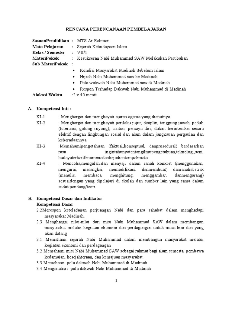 RPP Ski Kelas 7 | PDF