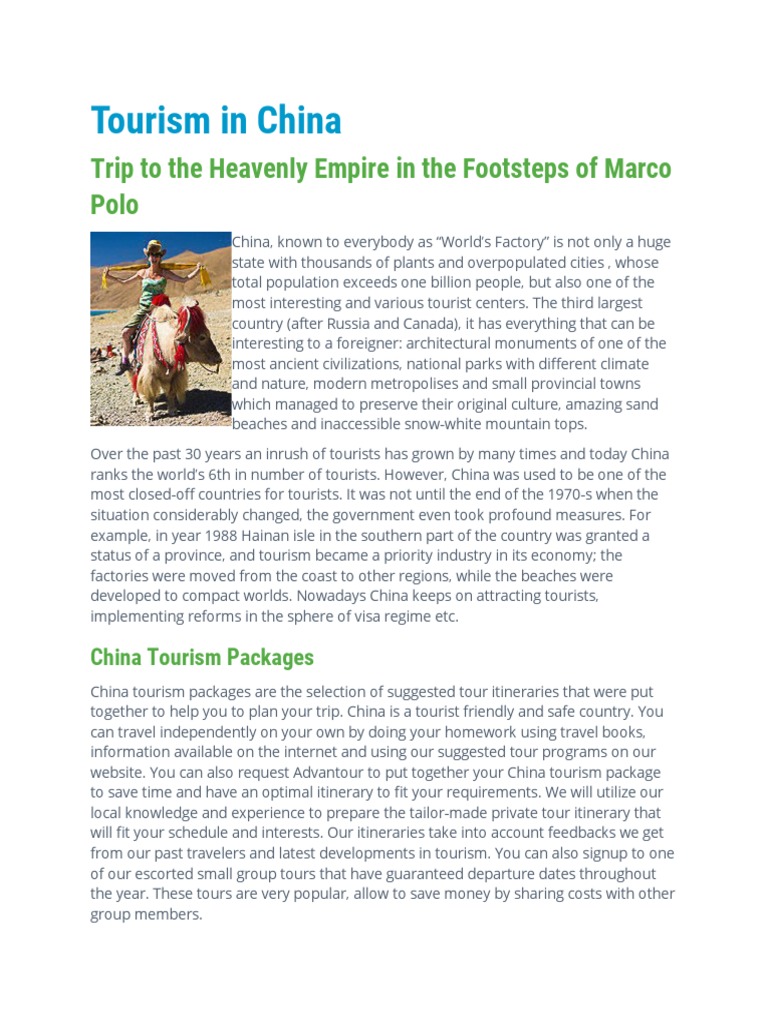 Tourism in China | PDF | Tourism | China