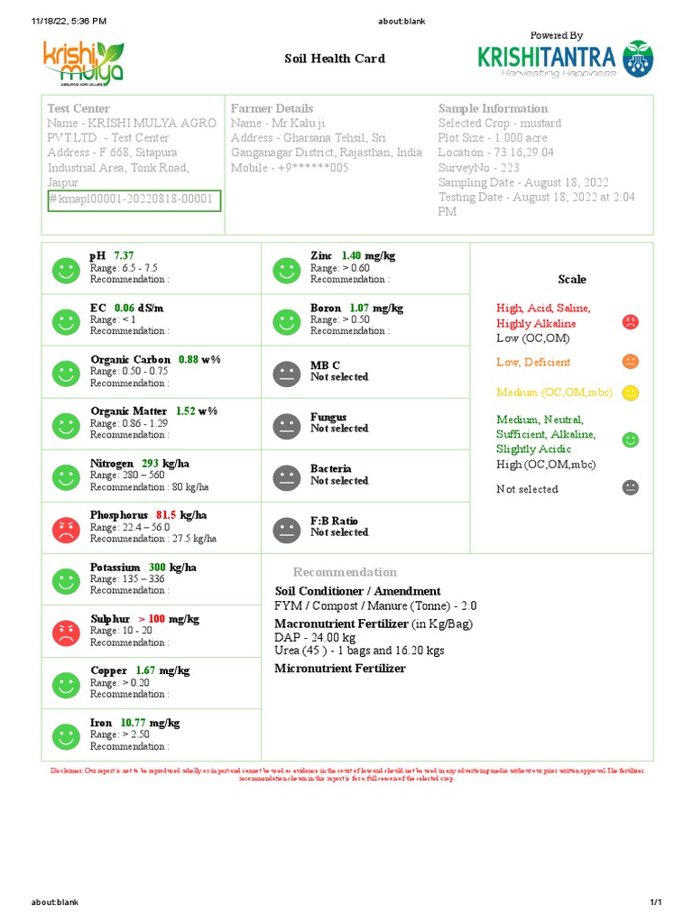 Soil Test Report | Download Free PDF | Fertilizer | Soil