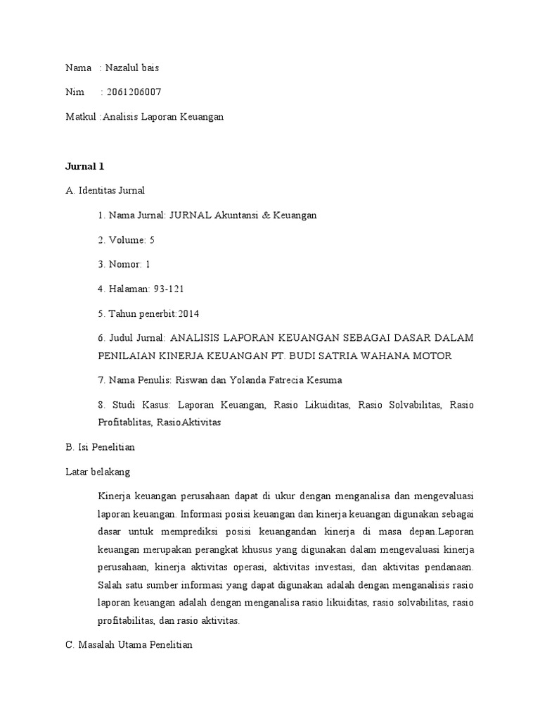 Analisis Jurnal ALK | PDF