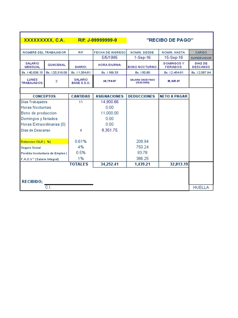 Modelo de Recibo de Pago | PDF